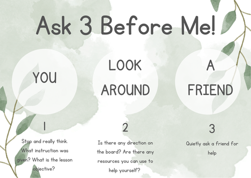 3 Before Me Poster - Classroom Management | Teaching Resources