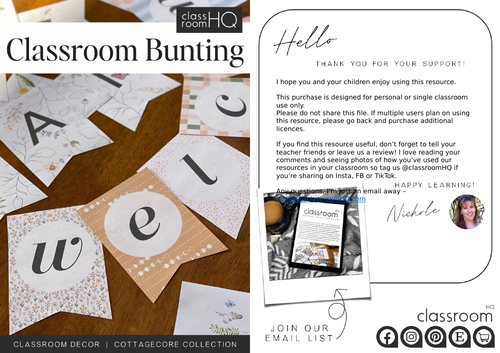 COTTAGECORE Classroom Bunting Pack | Teaching Resources