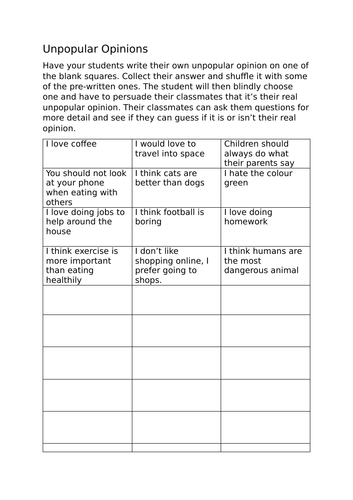 Giving Opinions Bundle Interactive Communicative lesson EAL | Teaching ...