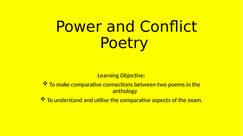 Comparing Poetry. Power and Conflict. Unique mini scheme, created by ...