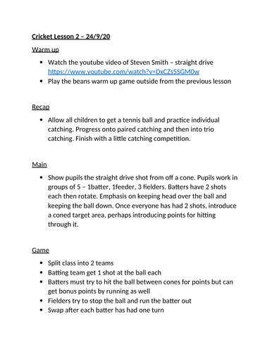 PE Cricket Lessons | Teaching Resources