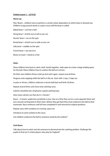 PE Cricket Lessons | Teaching Resources