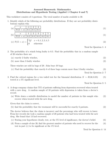 Edexcel Applied 1 Chapter 6 and 7 Homework - Binomial Distribution and ...