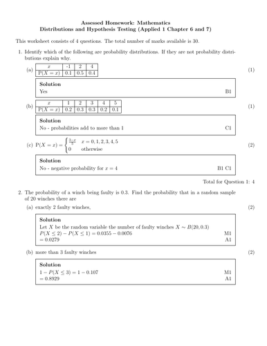 Edexcel Applied 1 Chapter 6 and 7 Homework - Binomial Distribution and ...