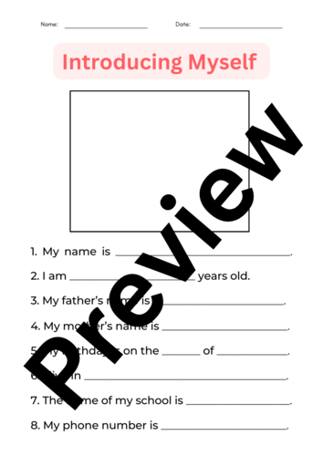All About Me - printable Introducing Myself worksheet for grade 1, 2, 3 ...