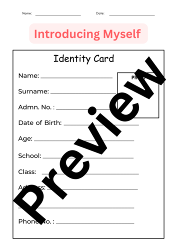 All About Me - printable Introducing Myself worksheet for grade 1, 2, 3 ...
