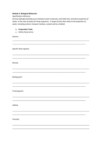 BUNDLE Biological Molecules Revision | Teaching Resources