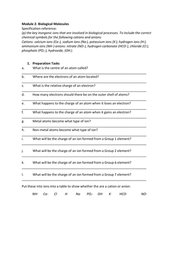 BUNDLE Biological Molecules Revision | Teaching Resources