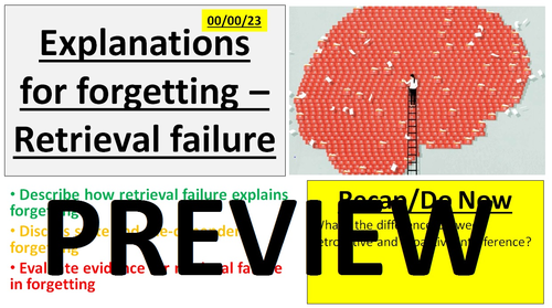 Explanations for forgetting: Retrieval failure - AQA A Level Psychology (Memory) | Teaching ...