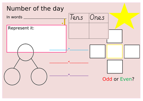 Number of the day differentiated sheet | Teaching Resources