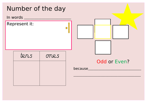 Number of the day differentiated sheet | Teaching Resources