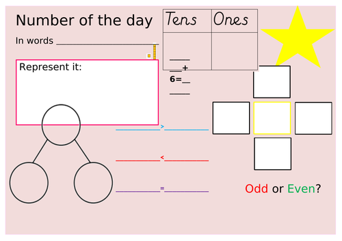 Number of the day differentiated sheet | Teaching Resources