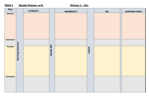 Planner - Weekly | Teaching Resources