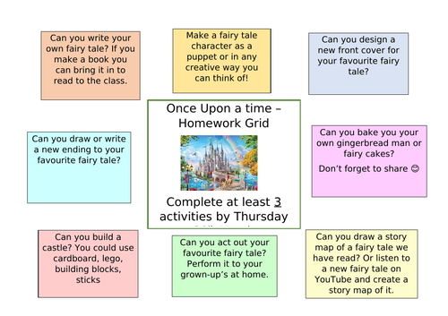 Fairyland homework grid | Teaching Resources