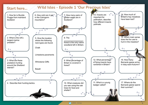 Wild Isles Documentary Worksheets / Question Sheets - BBC - David ...