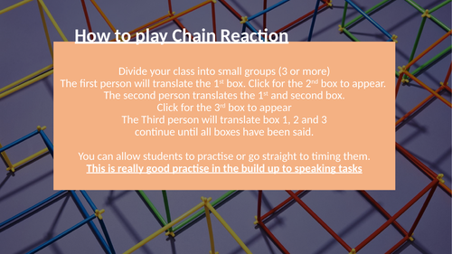 Chain Reaction-School Day (EPI/MARSEARS) | Teaching Resources