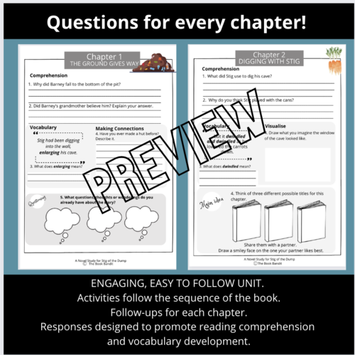 STIG OF THE DUMP by Clive King NOVEL STUDY and Reading Comprehension ...