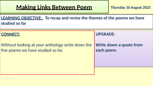 AQA - Anthology SOW War Poems only | Teaching Resources