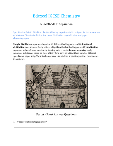 Edexcel IGCSE Chemistry Lesson 5 - Methods of Separation | Teaching ...