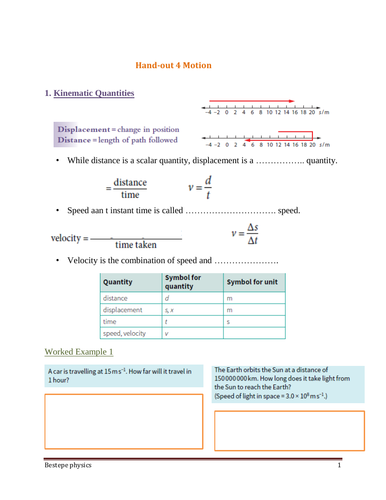 Ib Kinematics Teaching Resources