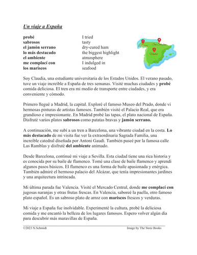 Viaje a espana Lectura: Trip to Spain Spanish Reading | Teaching Resources