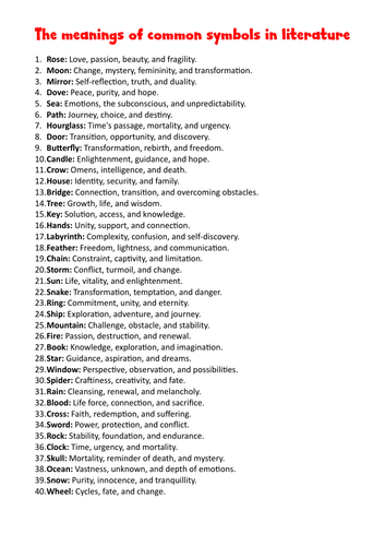 Symbols in literature | Teaching Resources