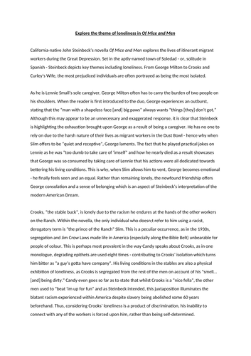 Exemplar 'Of Mice and Men' Essay (iGCSE) | Teaching Resources