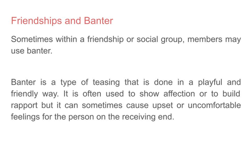 Friendship and Banter Form Time / Tutor Time | Teaching Resources