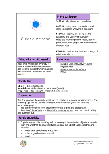 KS1 Properties of Materials Bundle | Hands-On Education | Teaching ...