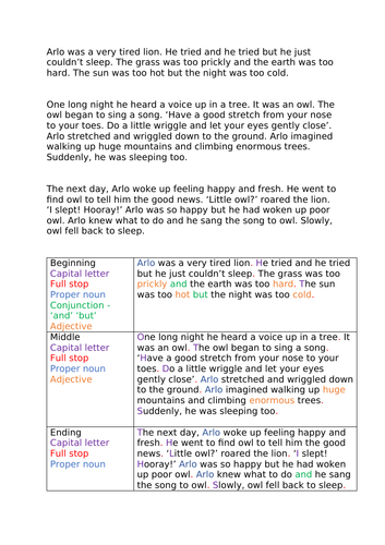 Writing Unit - Arlo The Lion Who Couldn't Sleep | Teaching Resources