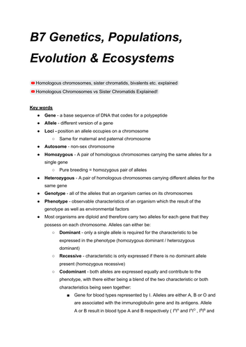 FULL ALEVEL BIOLOGY AQA A* NOTES | Teaching Resources