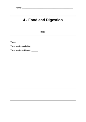 Topic 4 - Food and Digestion | Teaching Resources
