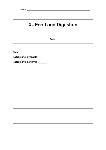 Topic 4 - Food and Digestion | Teaching Resources