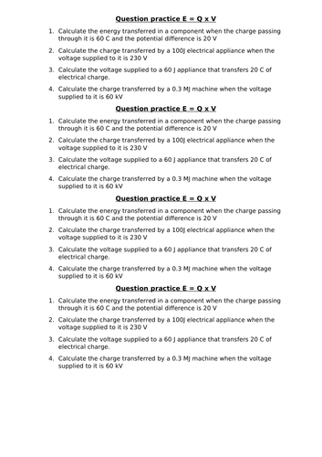 GCSE Physics Electricity - Potential Difference full lesson | Teaching ...