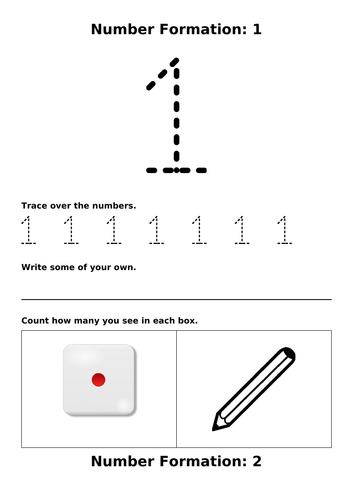 Number Formation Worksheet | Teaching Resources