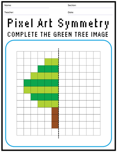 Botanical Brilliance: Plants and Trees Pixel Art Lines Of Symmetry ...
