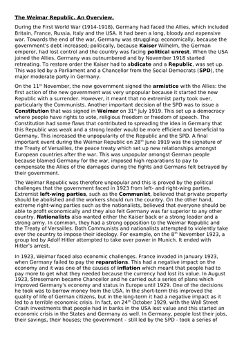 Weimar and Nazi Germany - overview | Teaching Resources