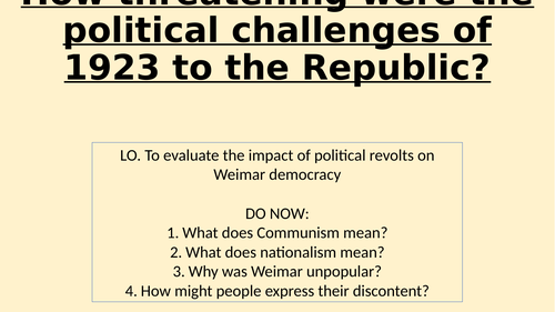 Weimar Germany - political challenges | Teaching Resources
