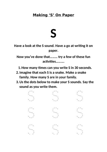 First Phonics Lesson s sound | Teaching Resources