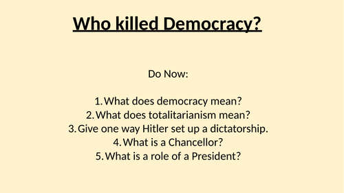 Nazi Germany - Hitler raise to Chancellorship | Teaching Resources