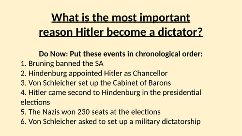 Nazi Germany - Hitler raise to dictator | Teaching Resources