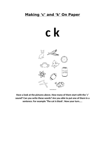 Phonics c and K resource | Teaching Resources