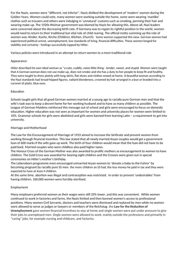 Nazi Germany - Women | Teaching Resources