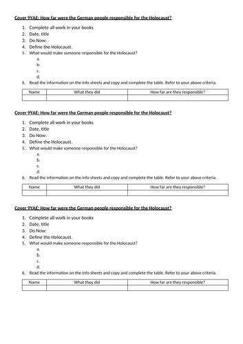 Holocaust - Germans responsibility | Teaching Resources