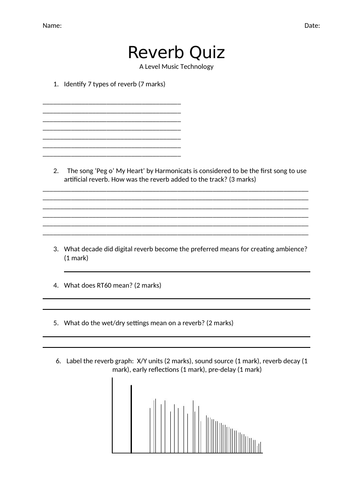 Reverb Quiz/Assessment - A Level Music Technology Revision | Teaching ... Reverb Quiz/Assessment - A Level Music Technology Revision | Teaching ...