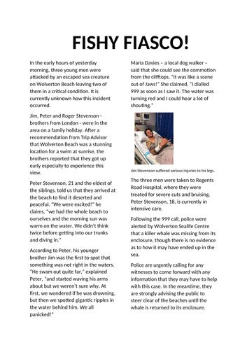 Newspaper report model text | Teaching Resources