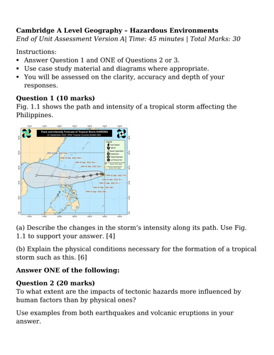 Hazardous Environments, International A Level Geography, Cambridge CIE ...