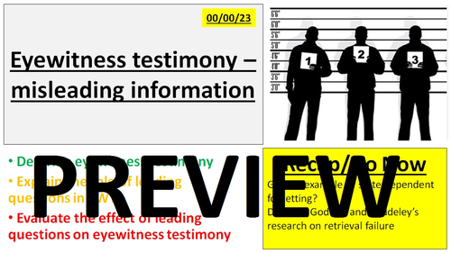 Eyewitness testimony: Misleading information - AQA A Level Psychology ...