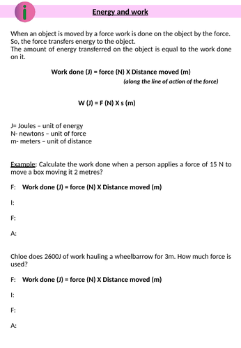 Energy and work | Teaching Resources
