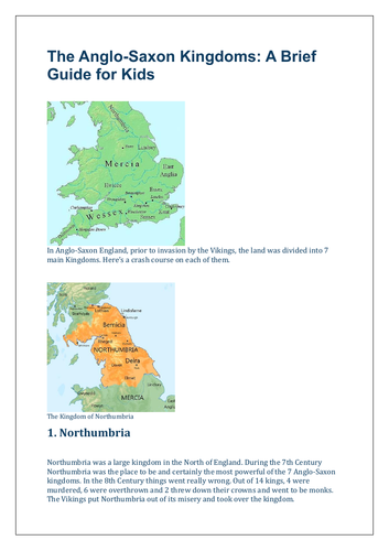 Anglo-Saxon Kingdoms - Reading Comprehension Lesson! | Teaching Resources
